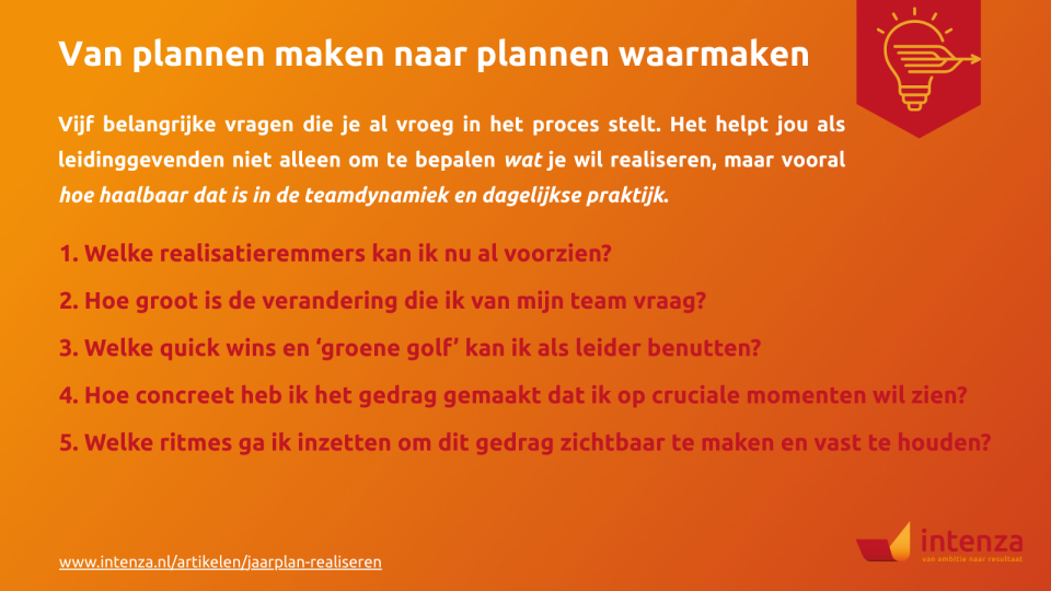 Jaarplannen realiseren: van maken naar waarmaken - Intenza